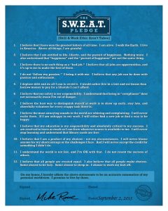 Teaching Hard Work and Gratitude with The S.W.E.A.T. Pledge